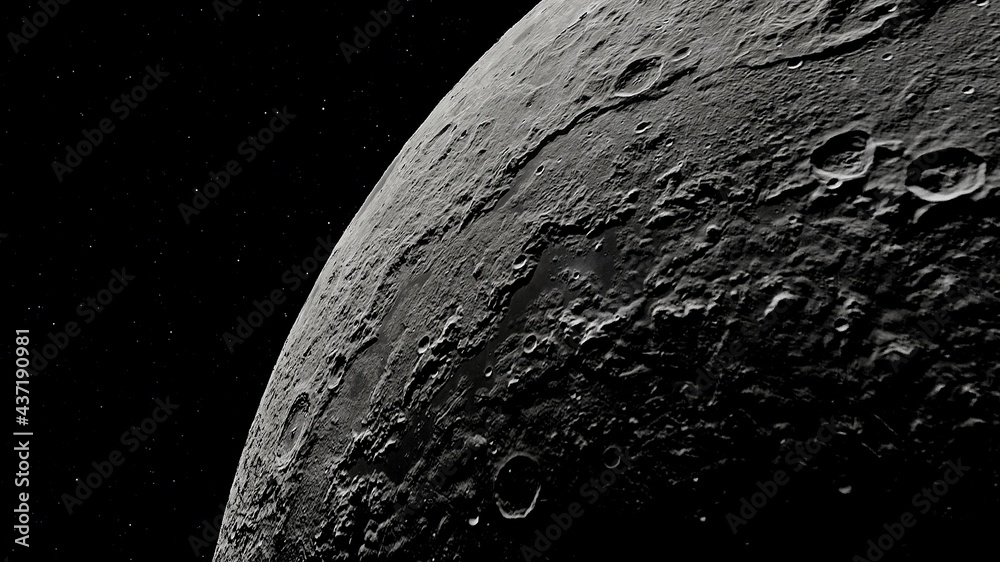 realistic moon in space, realistic moon surface, moon craters 3d render ...