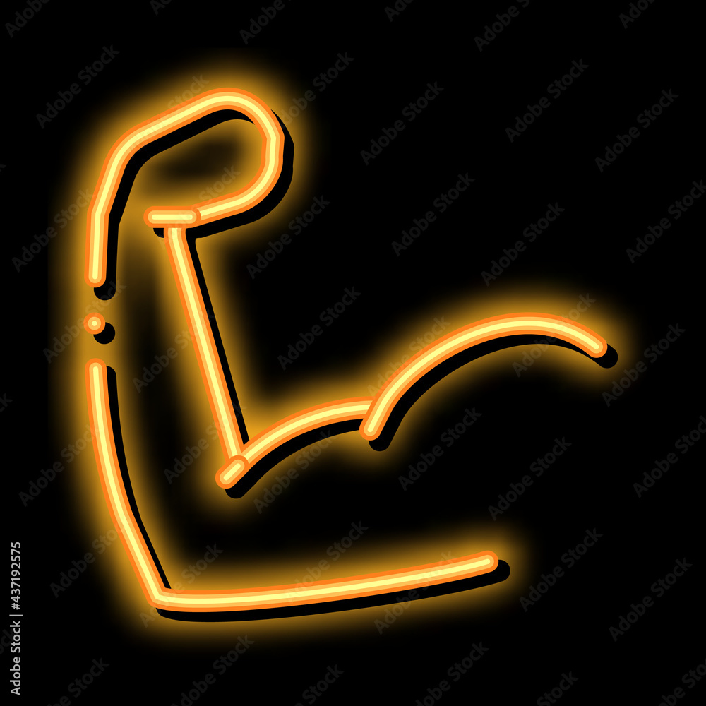 Human Strong Muscle neon light sign vector. Glowing bright icon Human ...