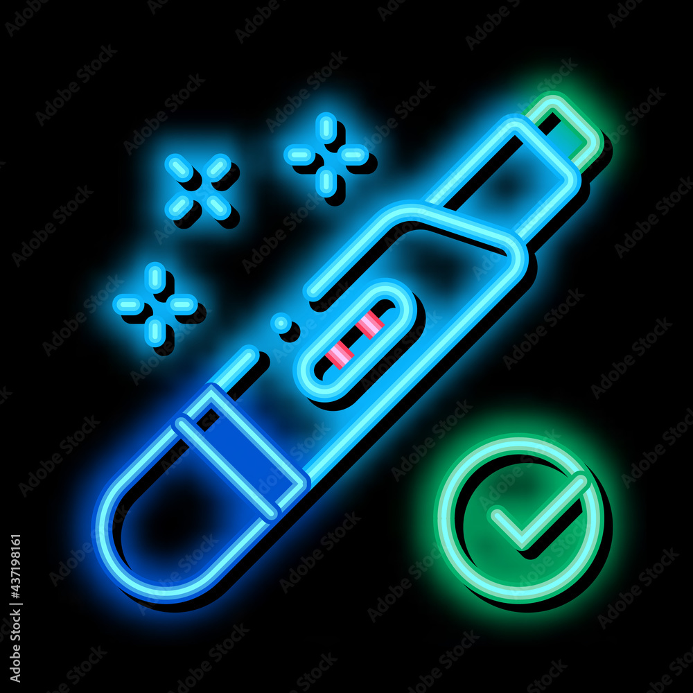 Positive Pregnancy Test neon light sign vector. Glowing bright icon ...