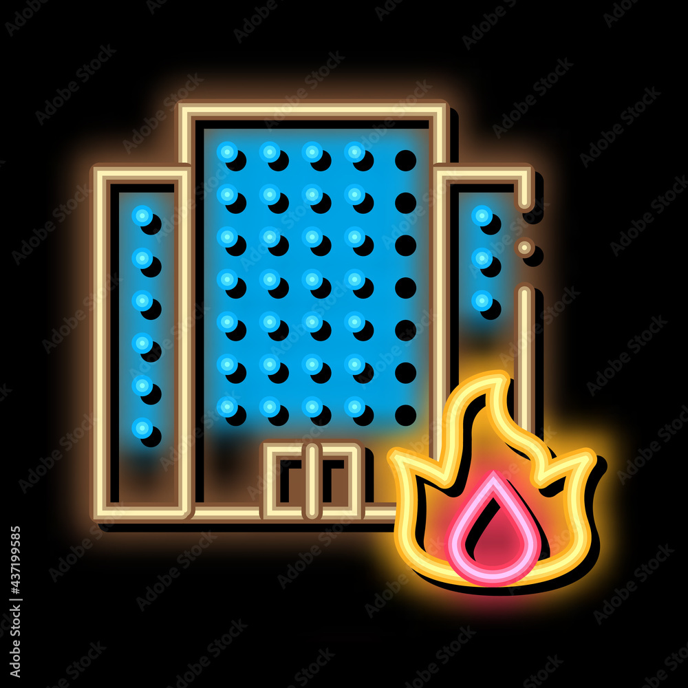 Burning Building House neon light sign vector. Glowing bright icon ...