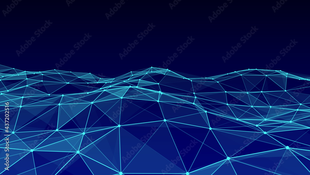 Artificial intelligence concept. Big data visualization. Blue cyber ...