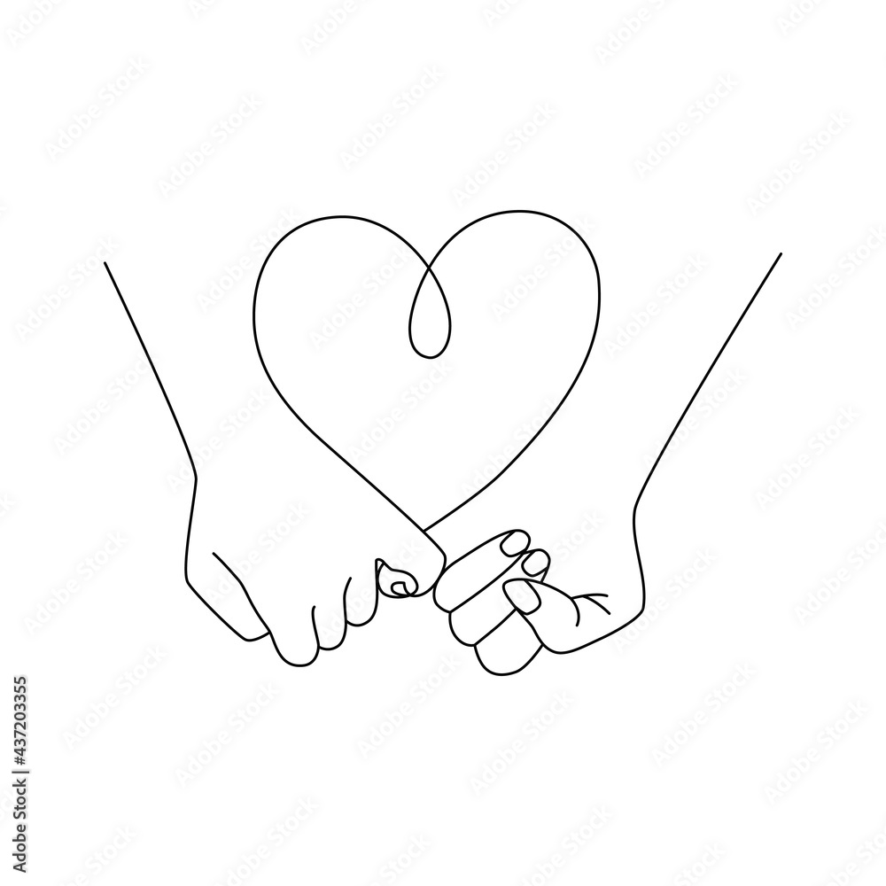 two hands crossed little fingers and a heart Stock Vector | Adobe Stock