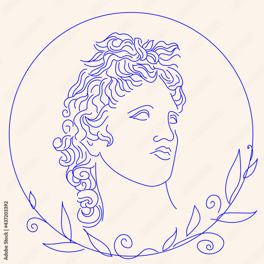 Apollo. Vector line drawing illustrations of greek god Apollon ...