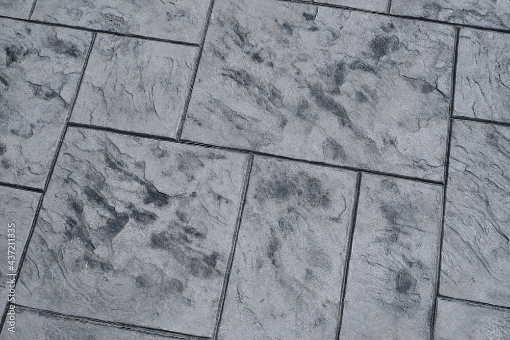 Stone block pavement. Gray paving slabs, close up. Pattern of paving ...