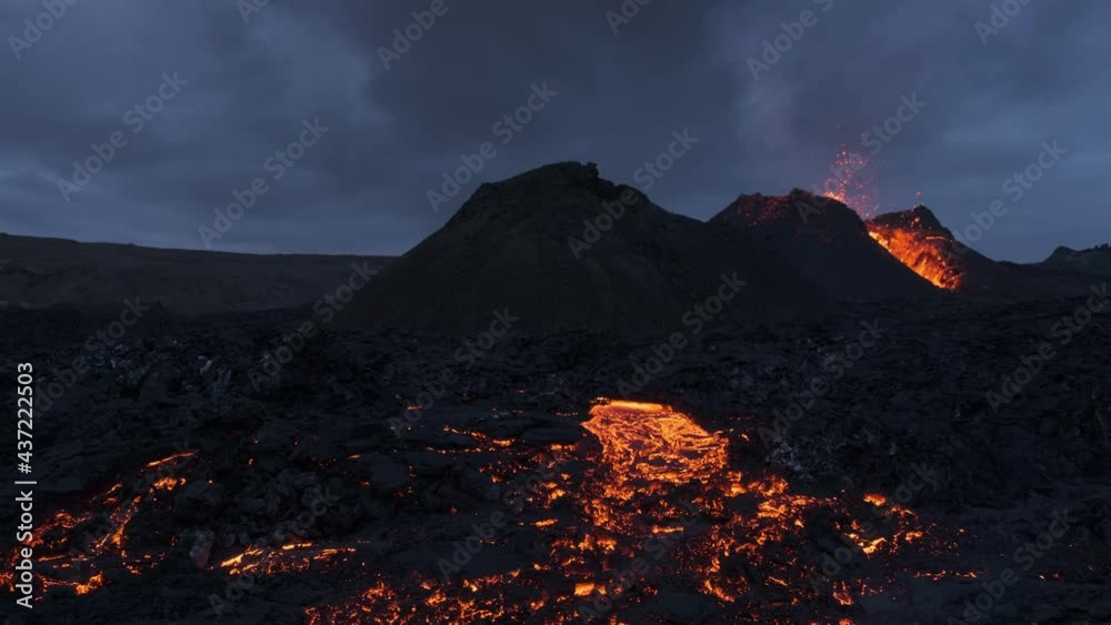 Iceland Volcano Volcanic Eruption with lava at Fagradalsfjall ...