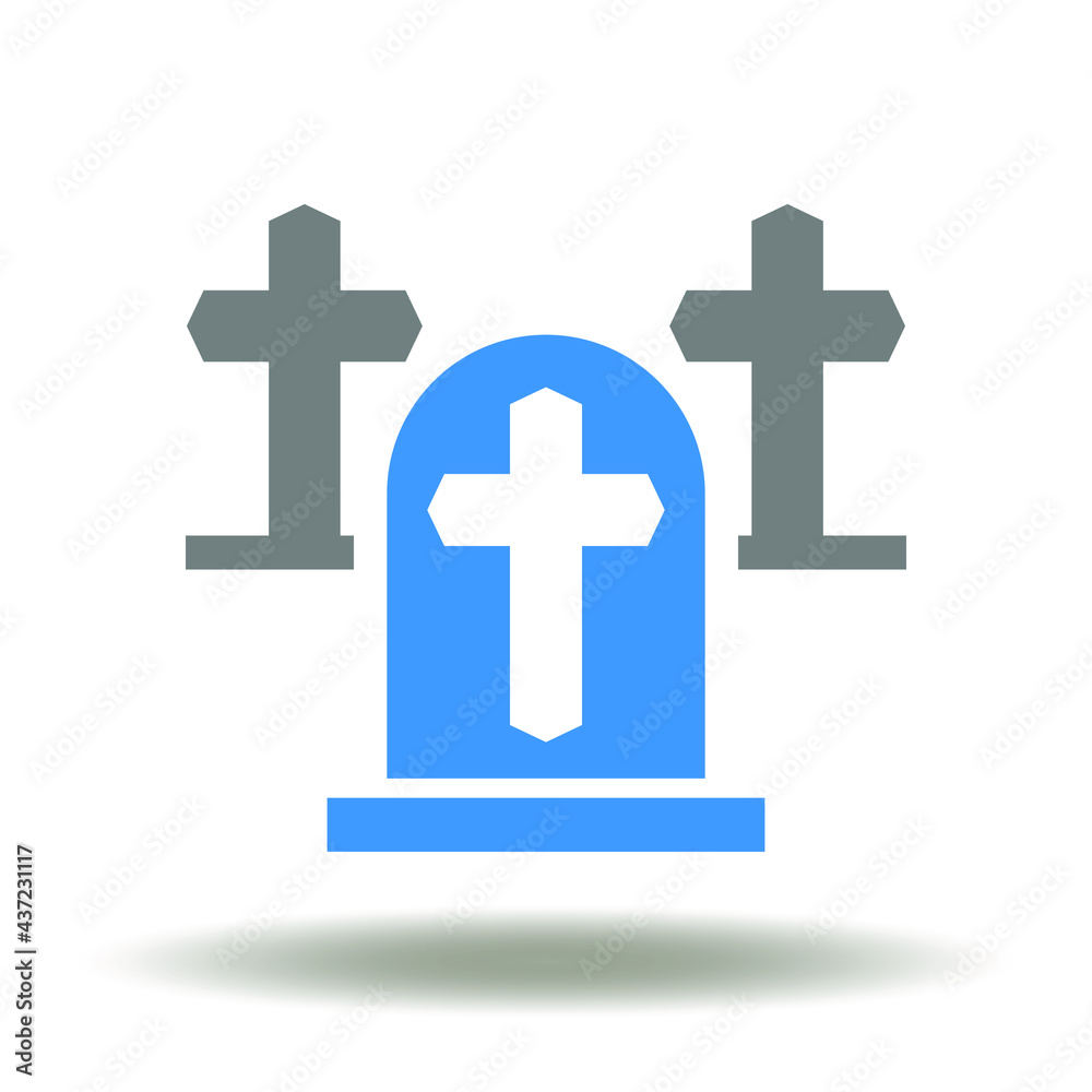 Grave stones with crosses vector illustration. Cemetery icon. RIP ...