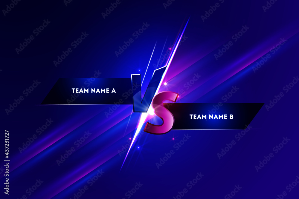 Versus VS screen banner for battle or comparison vector with Purple ...