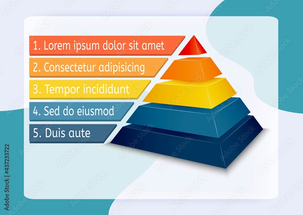 Pyramid chart for infographics presentation vector illustration Stock ...