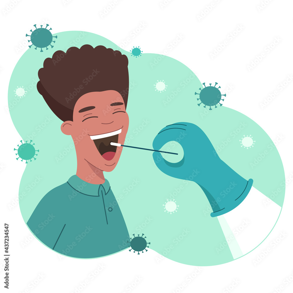 Doctor or nurse taking throat swab for coronavirus or DNA sample from ...