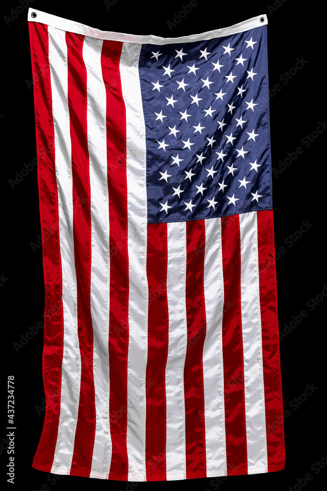 Flag of the USA isolated over dark black background. Memorial Day ...