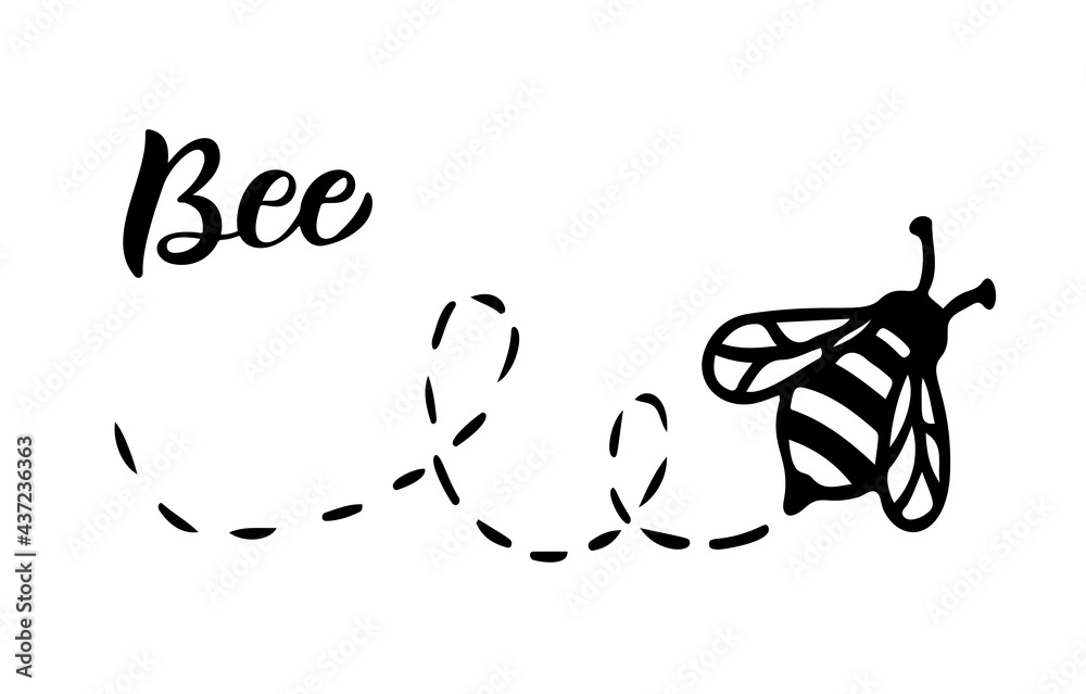 Vector Bee line icon illustration. Graphic logo of insect, simple ...