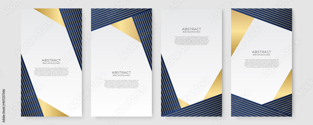 Abstract polygonal pattern luxury golden line with dark navy blue ...