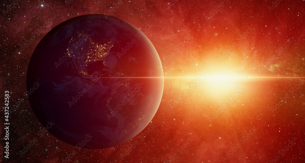 Planet Earth with a spectacular sunset "Elements of this image ...