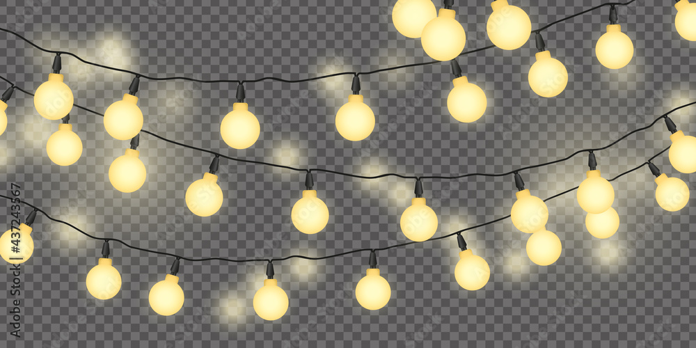 String lights illustration on a transparent background - Isolated ...