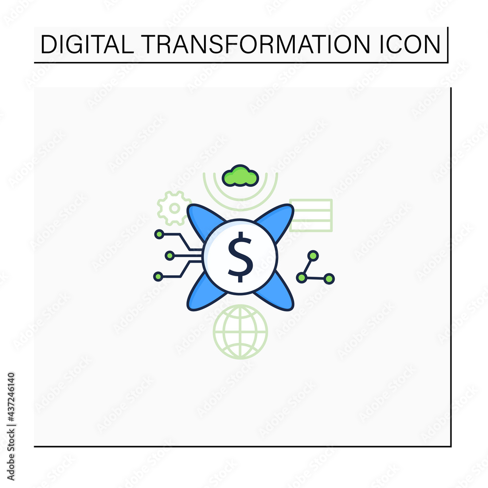 Vettoriale Stock Tokenization technologies color icon. Software ...