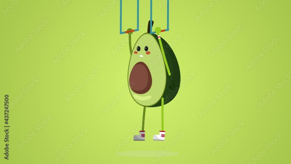 Stockvideon Cute avocado pumping up. Funny avocado cartoon character ...