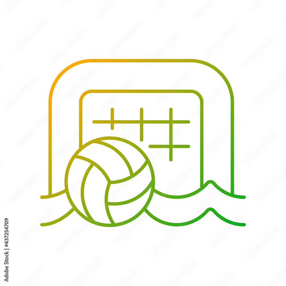 Beach soccer gradient linear vector icon. Playing on sand surface ...