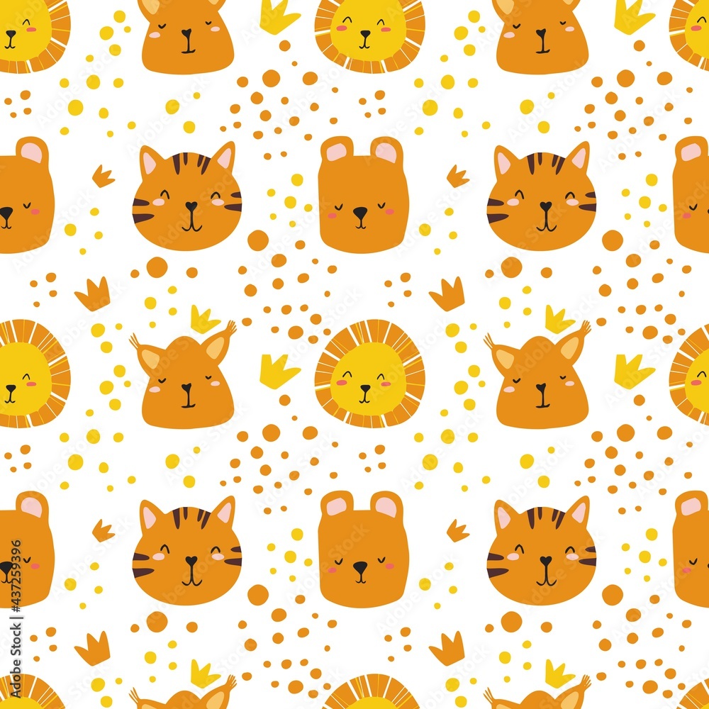 Vector pattern with animals for printing on children's textiles. Bears ...