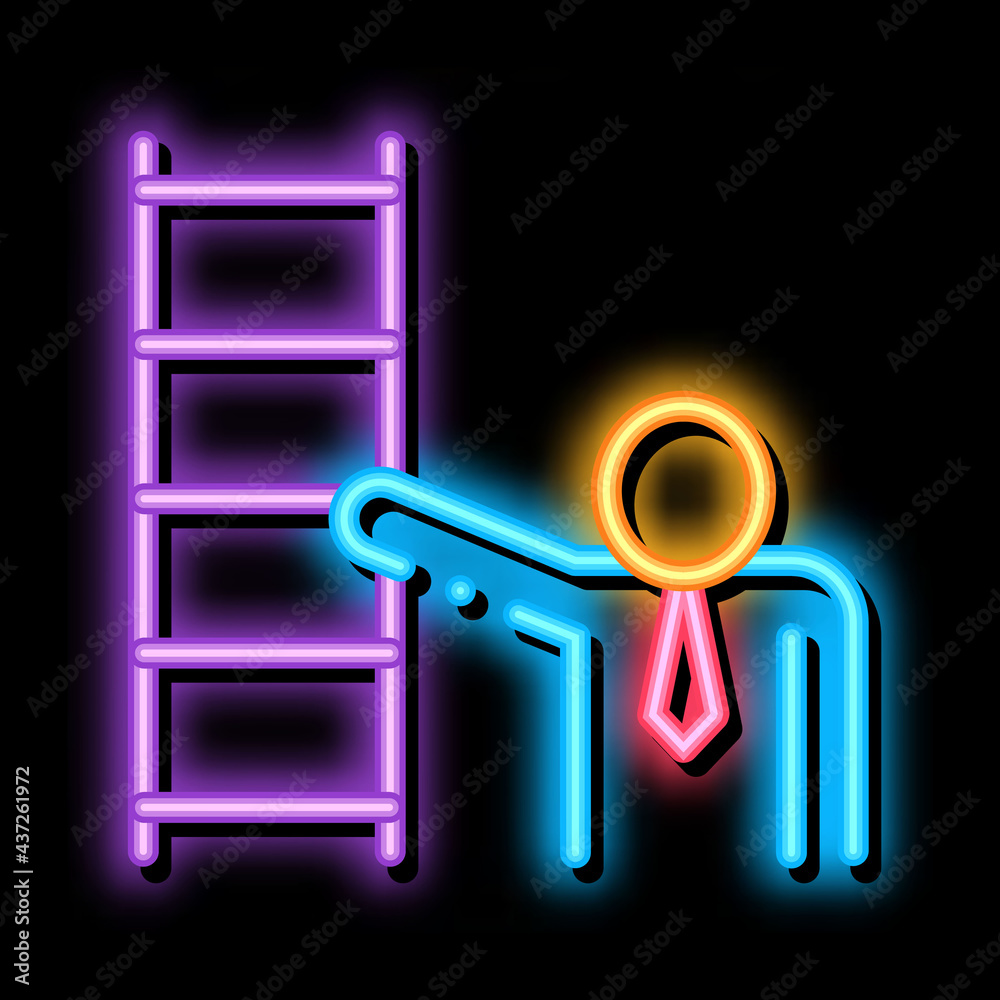 Human Stairs neon light sign vector. Glowing bright icon Human Stairs ...