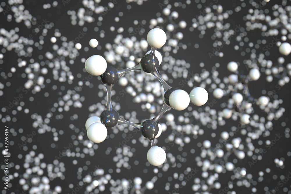 Cyclopentane molecule made with balls, conceptual molecular model ...