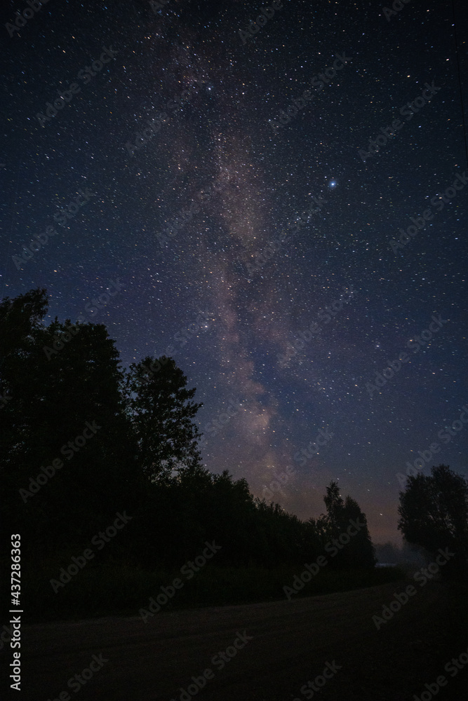 dark night sky with stars and Mily Way galaxy Stock Photo | Adobe Stock