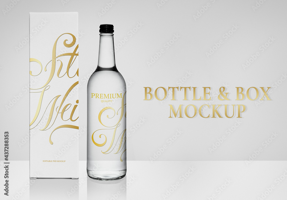 Glass Bottle and Box Mockup Stock Template | Adobe Stock