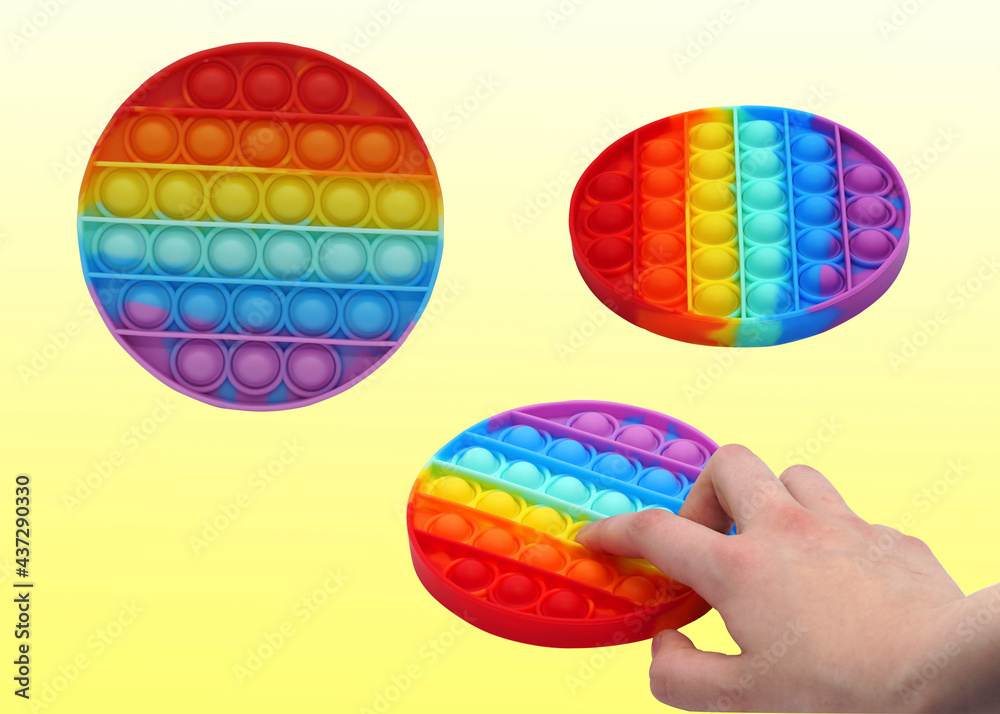 Pop it bright, colorful sensory antistress toy. Photography from ...