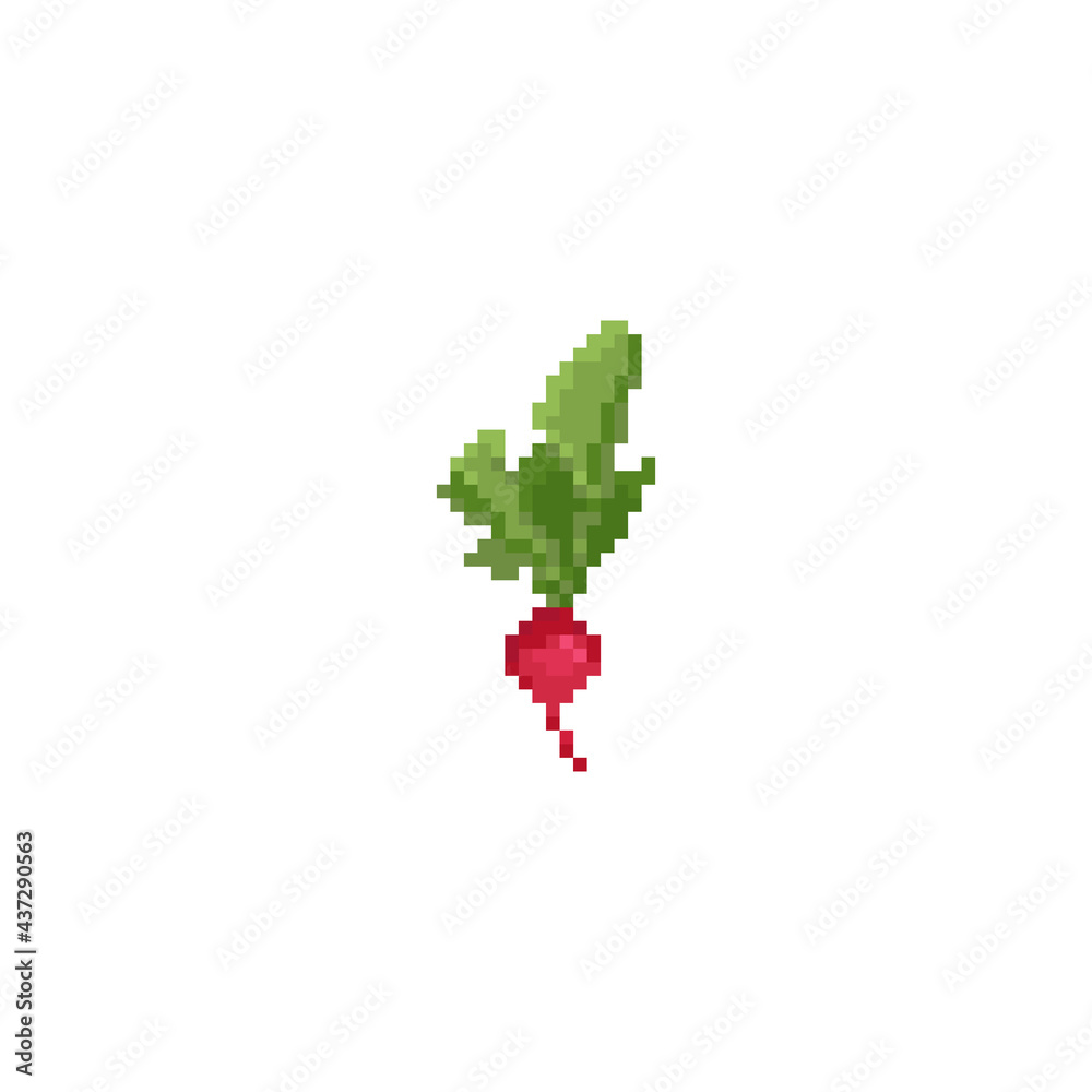 Pixel art radish icon. Vector vintage style illustration radish symbol ...