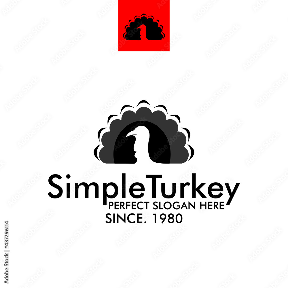 black and simple turkey logo, drawing head big turkey vector ...