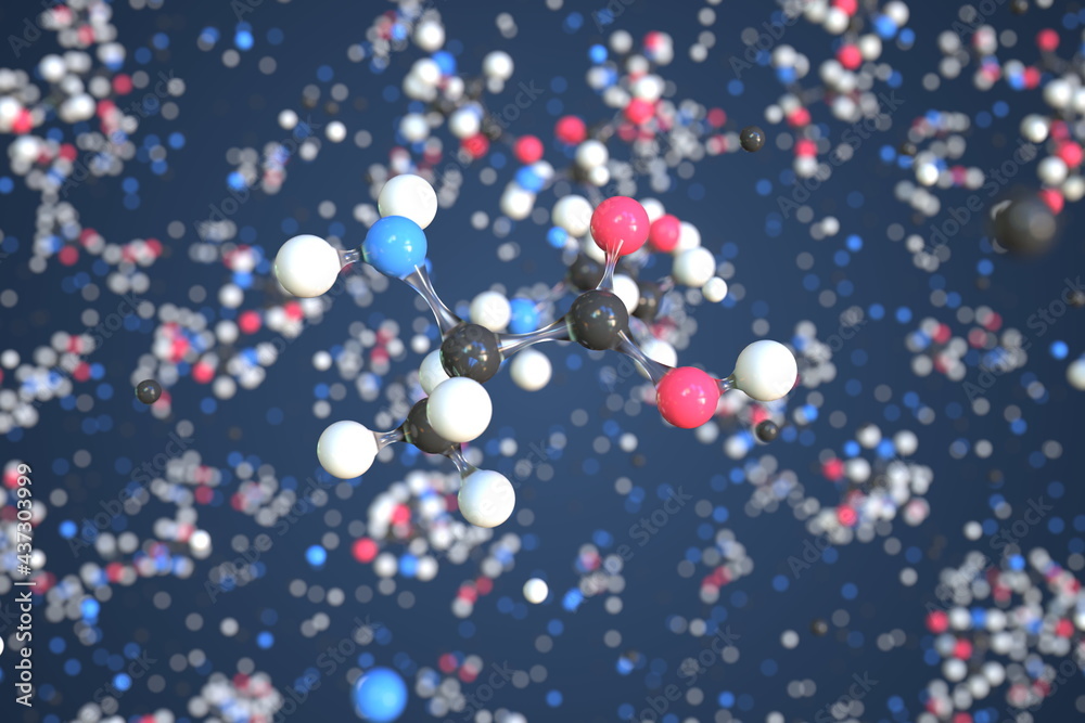Alanine molecule, conceptual molecular model. Scientific 3d rendering ...