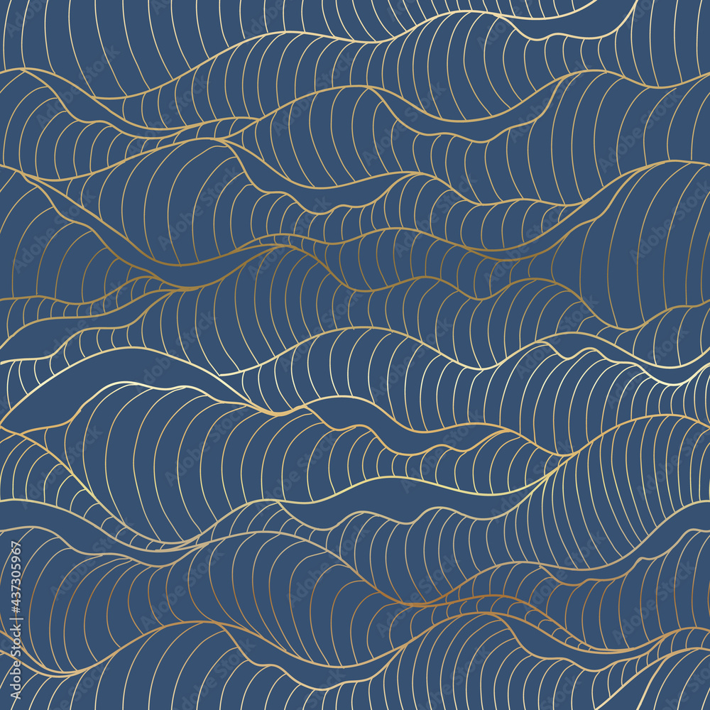 Background gold ocean wave pattern. Liquid sea wave graphic seamless ...