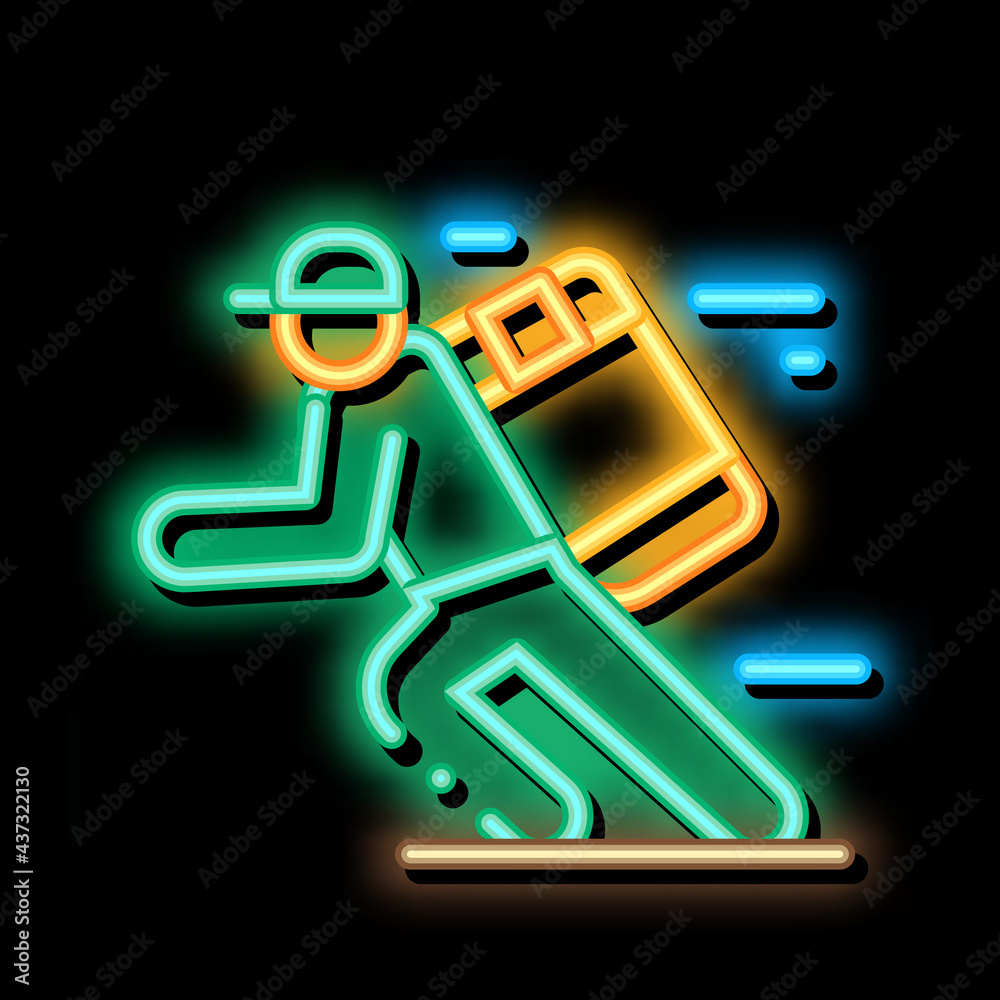 Delivery Express Courier Big Parcel neon light sign vector. Glowing ...