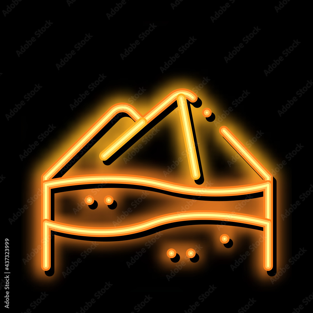Desert neon light sign vector. Glowing bright icon Desert sign ...