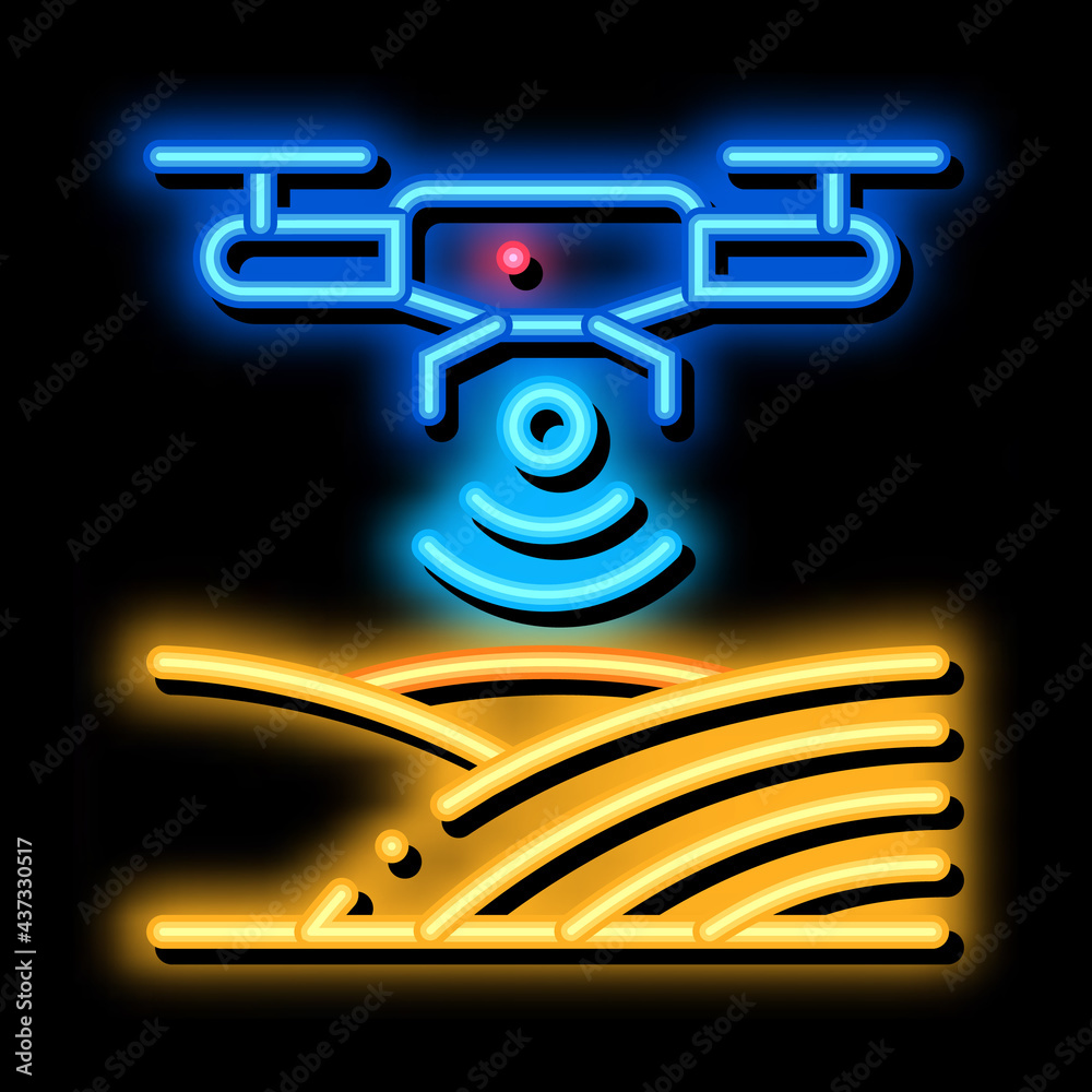 Drone Wi-Fi Signal neon light sign vector. Glowing bright icon Drone Wi ...