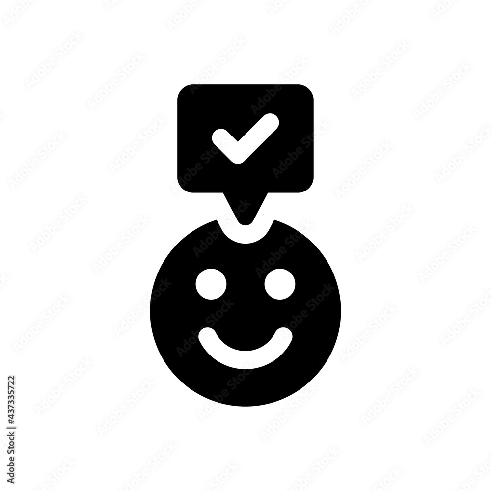 Smiley emoticon with checkmark icon. Symbol of acceptable. Stock Vector ...