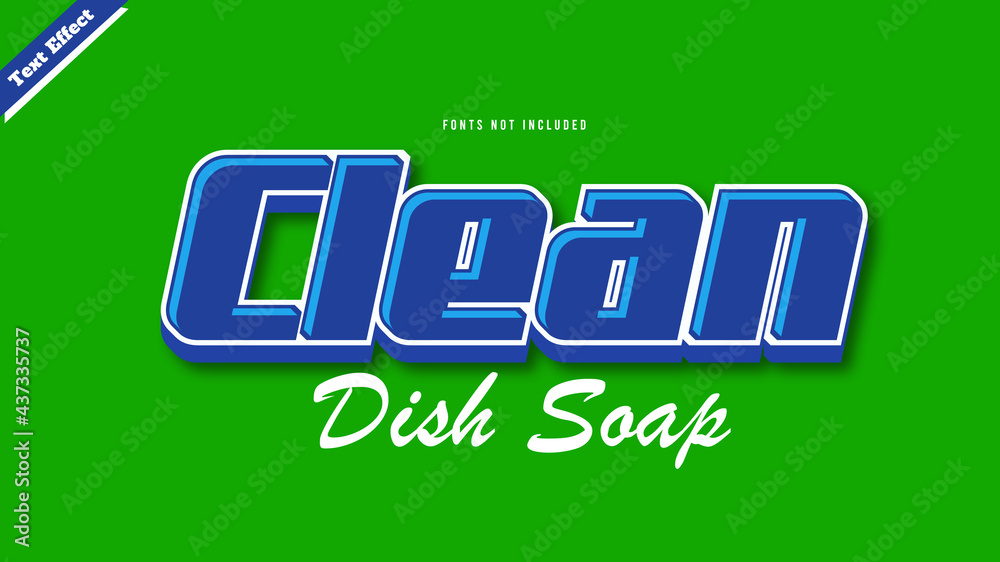 clean dish soap text effect design vector. editable 3d text vector de ...