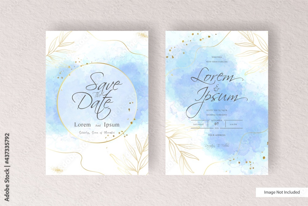 Editable Wedding invitation card set template with Watercolor splash ...