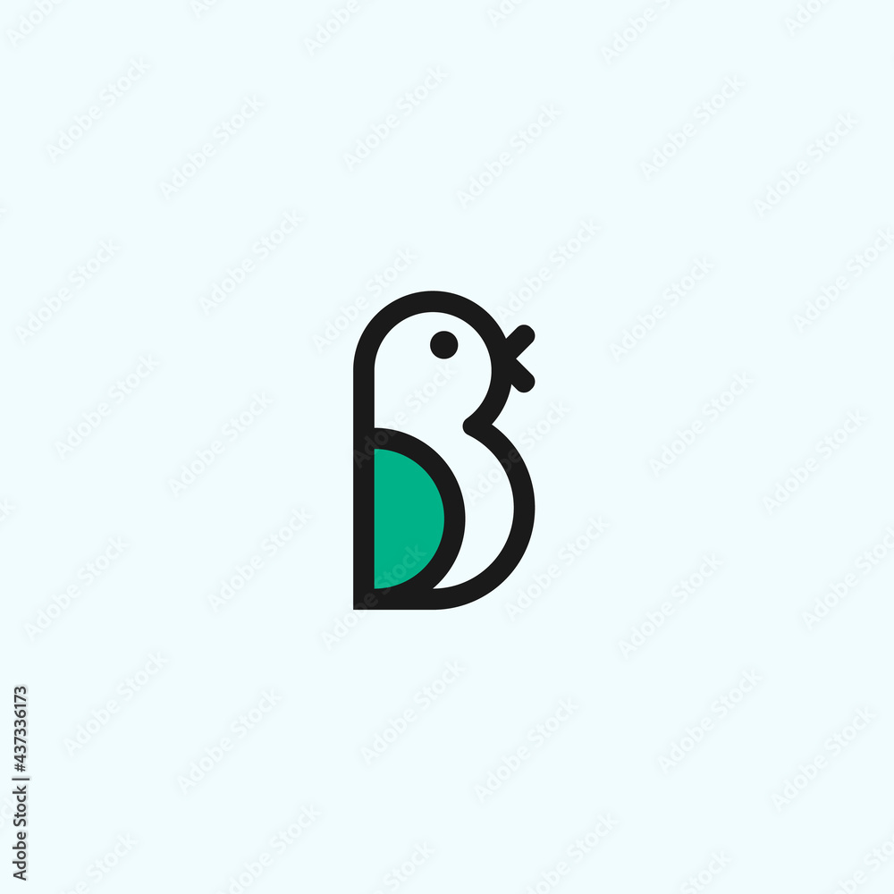 letter b with bird logo design vector silhouette illustration Stock ...