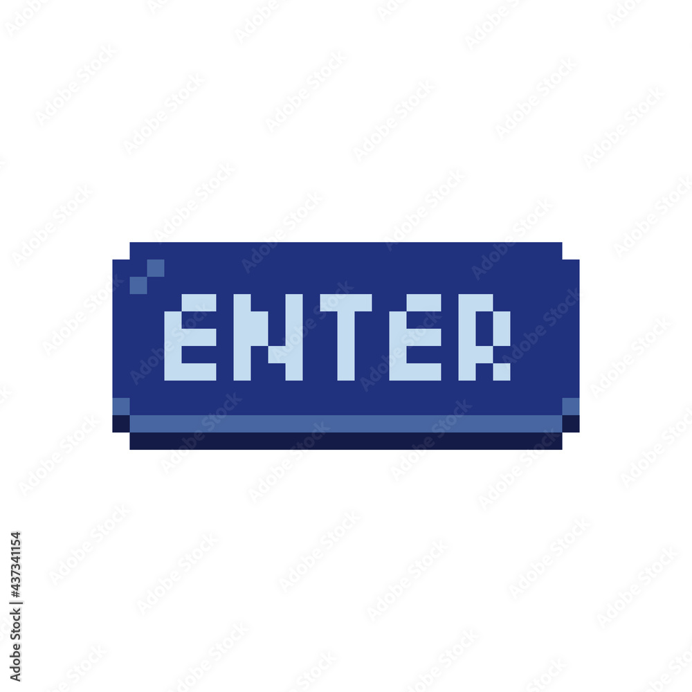 Vetor de Enter button sticker, pixel art style icon, design for logo ...