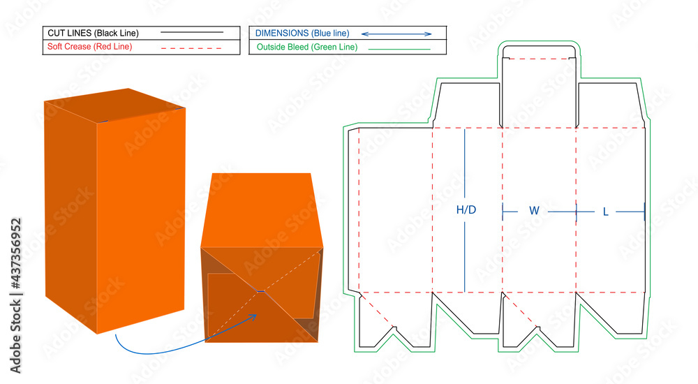 Resizable medicin box, Auto bottom lock Tuck top box Dieline template ...