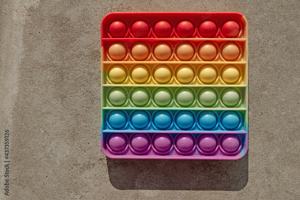 Square pop it sensory toy of colorful rainbow with soft selicone ...