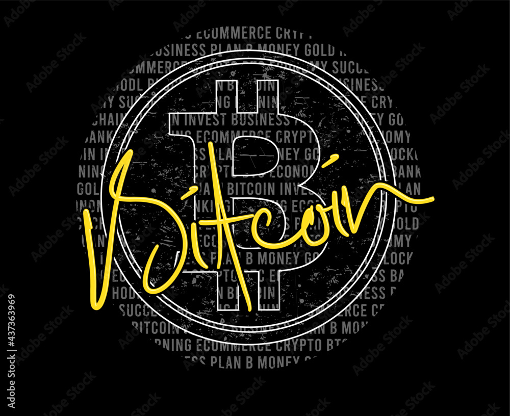 bitcoin cryptocurrency logo slogan t shirt design graphic vector Stock ...