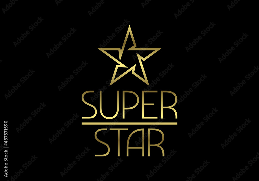 Golden Super Star Text Logo Sign Symbol. Vector illustration graphic ...