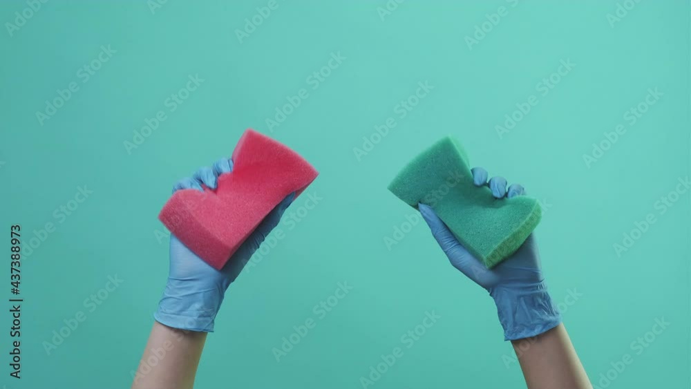 Cleaning tools. Best washing product. Advertising demonstration ...