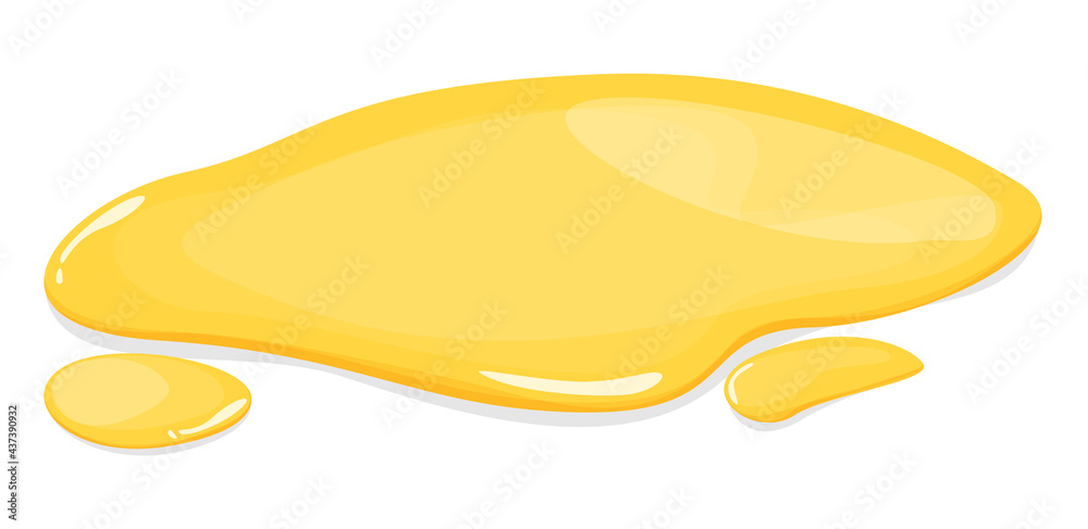 Yellow puddle vector isolated. Oil, honey, urine or gasoline liquid ...