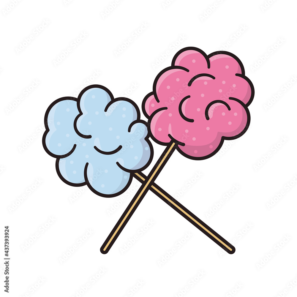Pink and blue Cotton Candy isolated vector illustration. Sweet food ...
