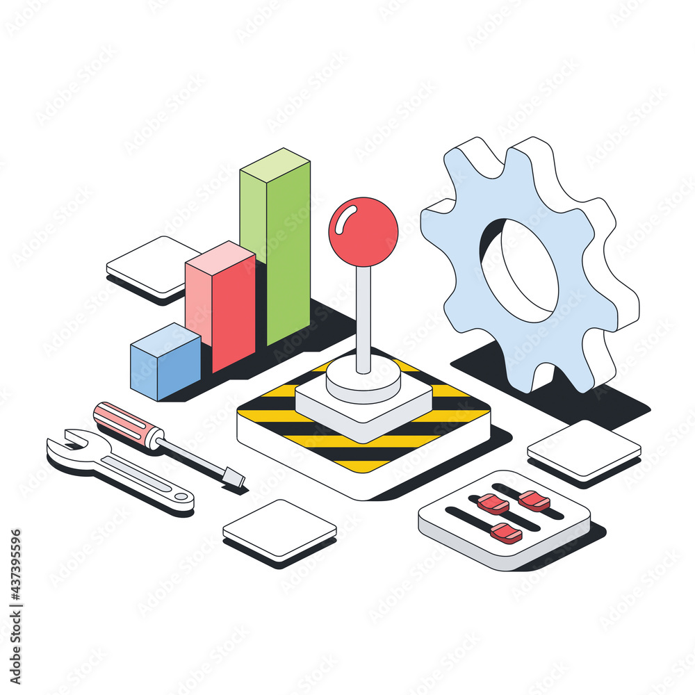 Controls, schedule, gears, settings tools, options. Vector 3d line ...