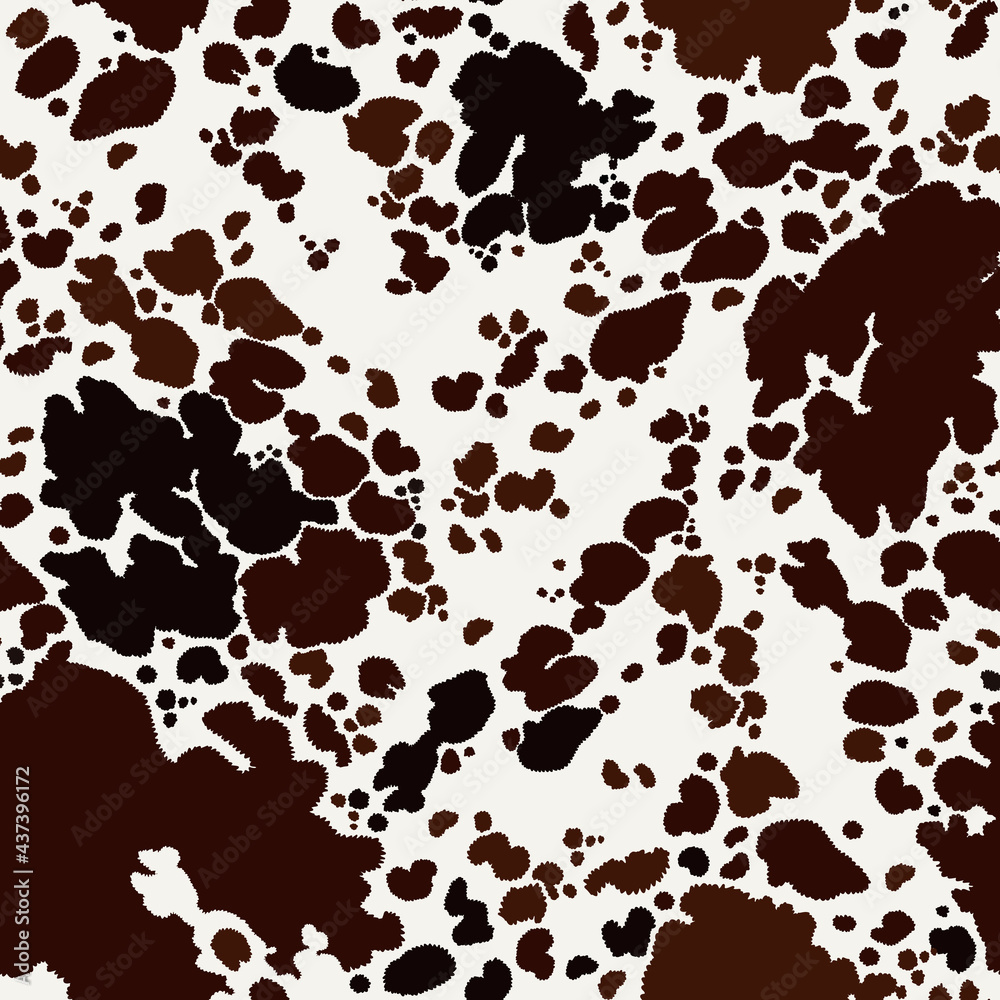 Vecteur Stock Cow skin seamless pattern. Print animal hide with brown ... Vecteur Stock Cow skin seamless pattern. Print animal hide with brown ...
