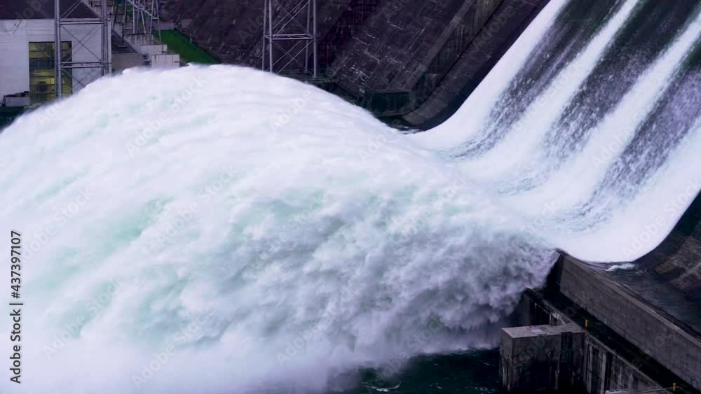 Huge wave close-up, water flow. waterfall, Hydroelectric power. ecology ...