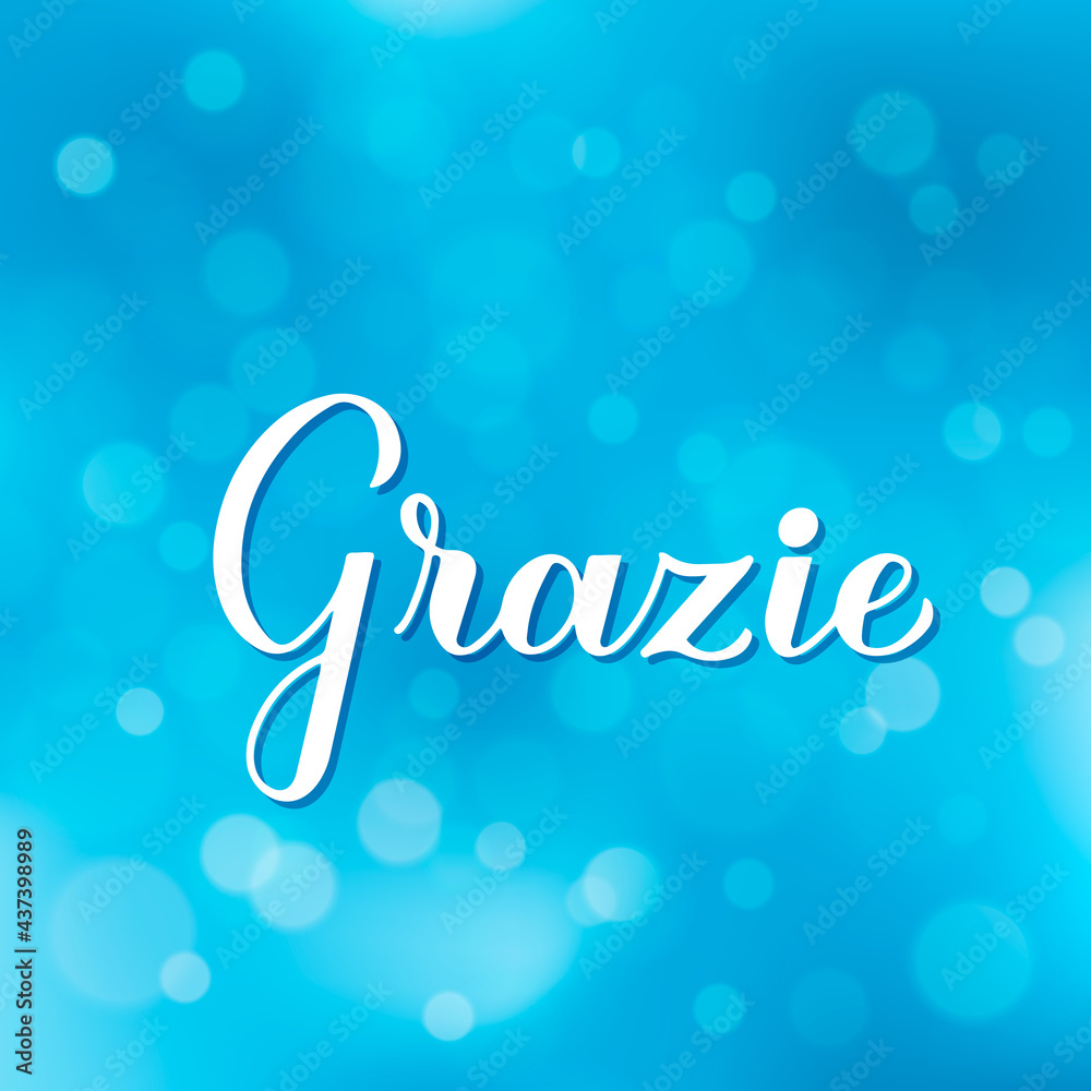 Thank you calligraphy hand lettering in Italian language on blurred ...
